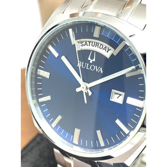 Bulova | Accessories | Bulova Mens Watch 96c25 Quartz Blue Dial Day ...